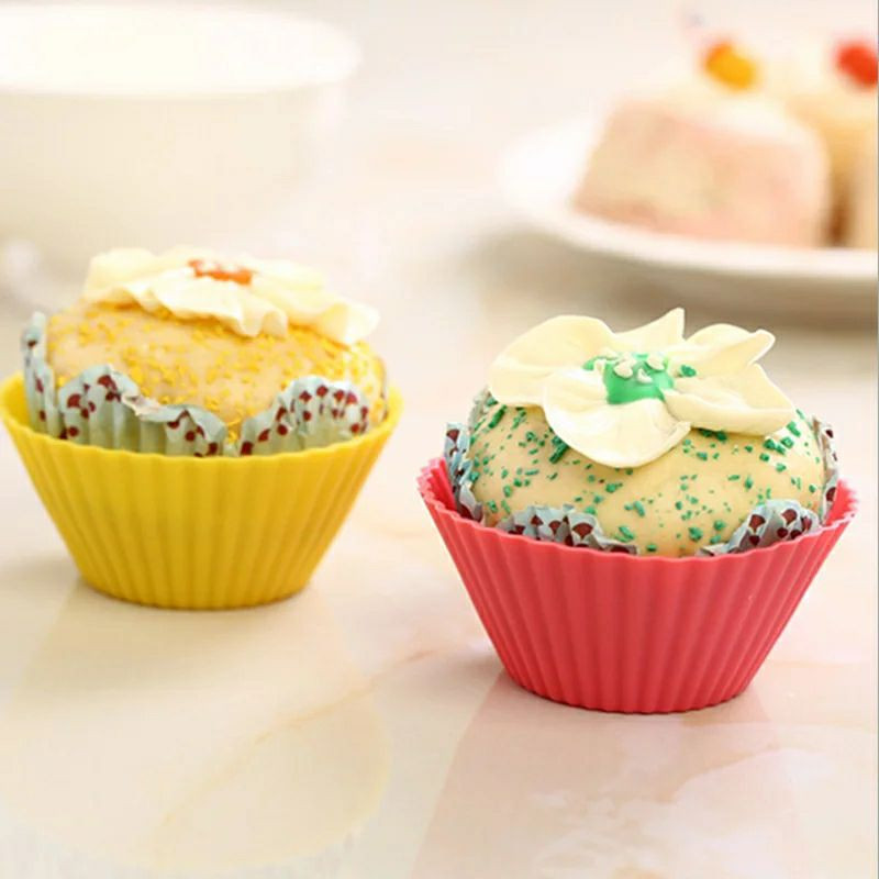 Silicone CupCake Mold Set, 12 Pieces, 5×2 cm - Multicolor